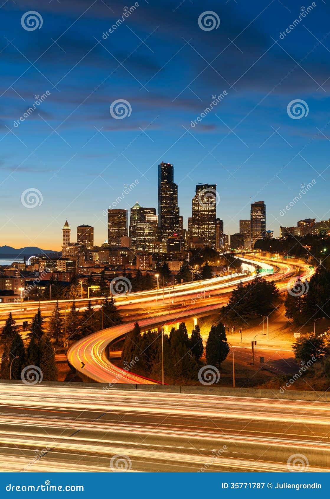 Seattle skyline stock image. Image of puget, cars, seattle - 35771787