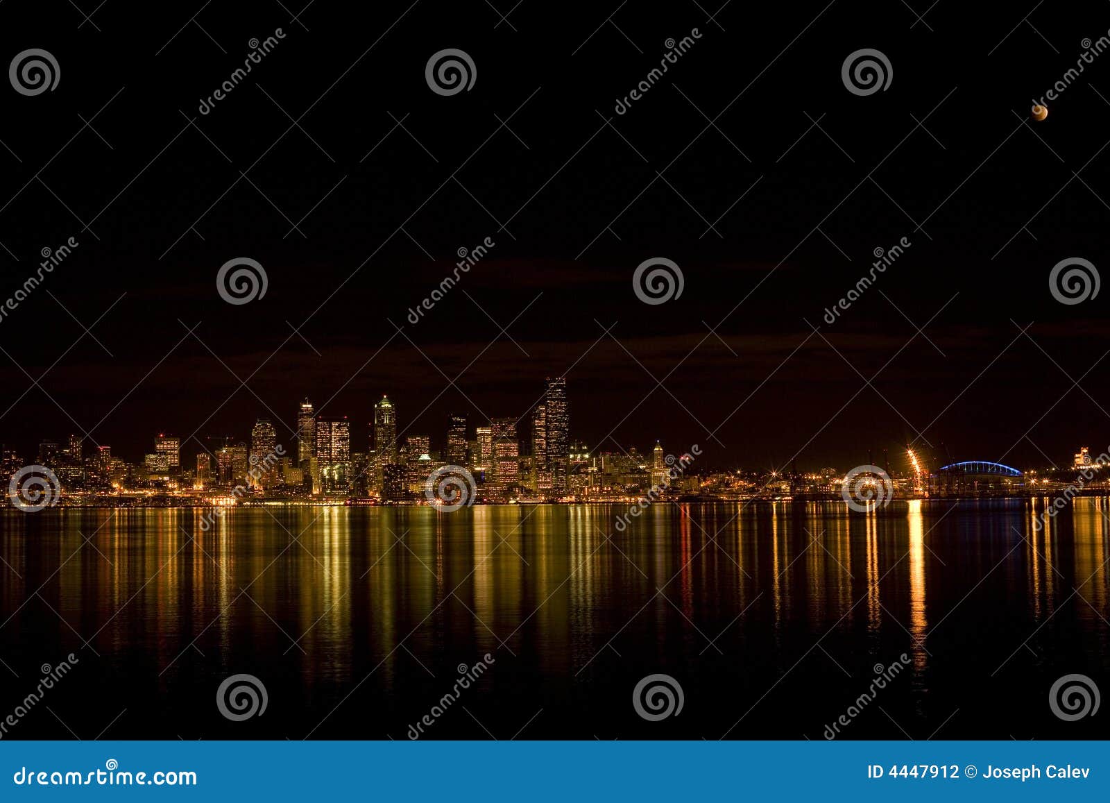 Seattle Skyline with Eclipse Stock Photo - Image of shine, building ...