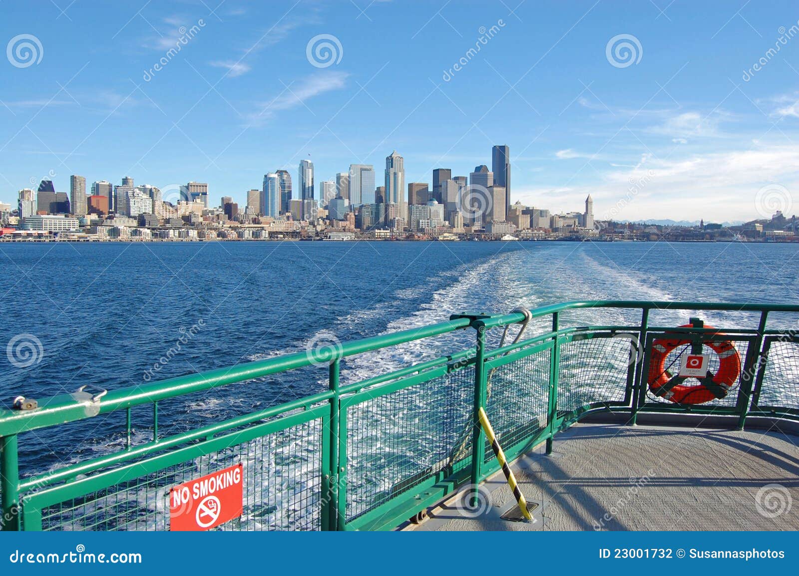 Seattle Skyline from the Ferry Stock Photo - Image of waterfront ...