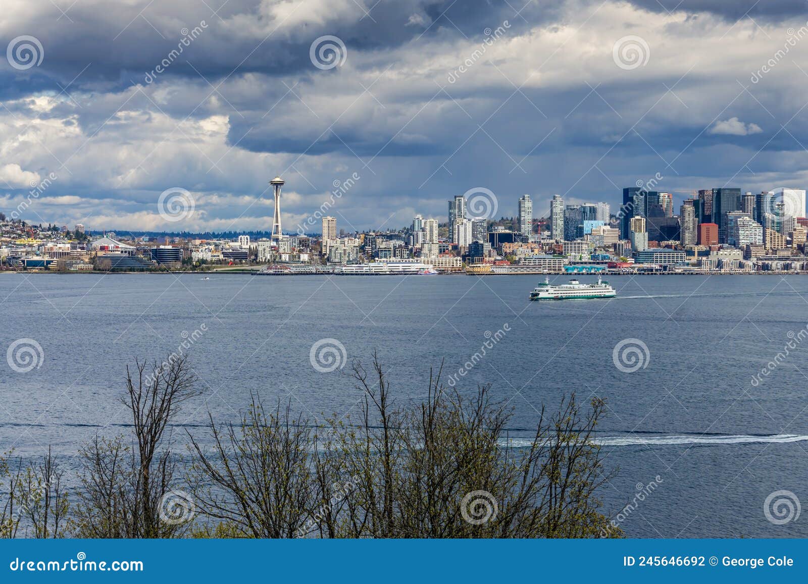 Seattle Skyline with Ferry stock photo. Image of travel - 245646692