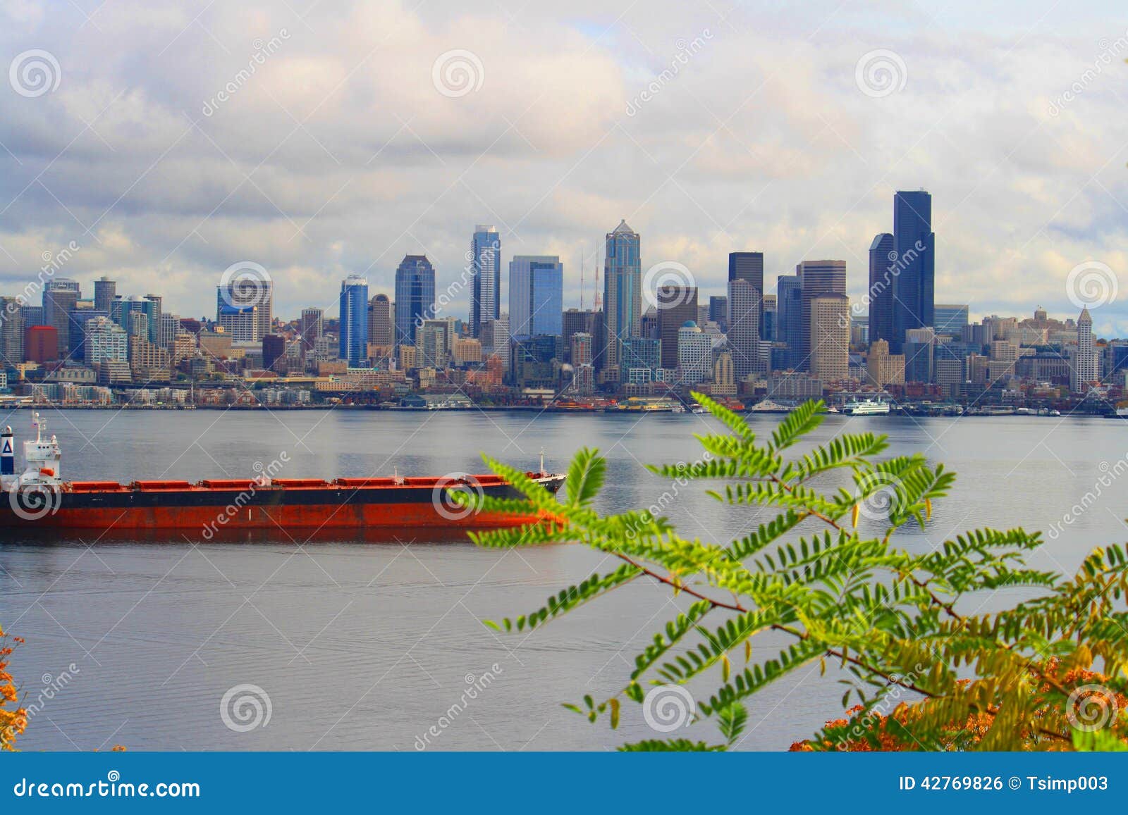 Seattle Skyline Over the River Editorial Photo - Image of water ...