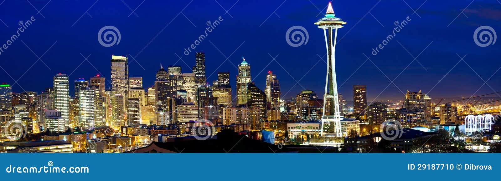 Seattle skyline panorama editorial image. Image of america - 29187710