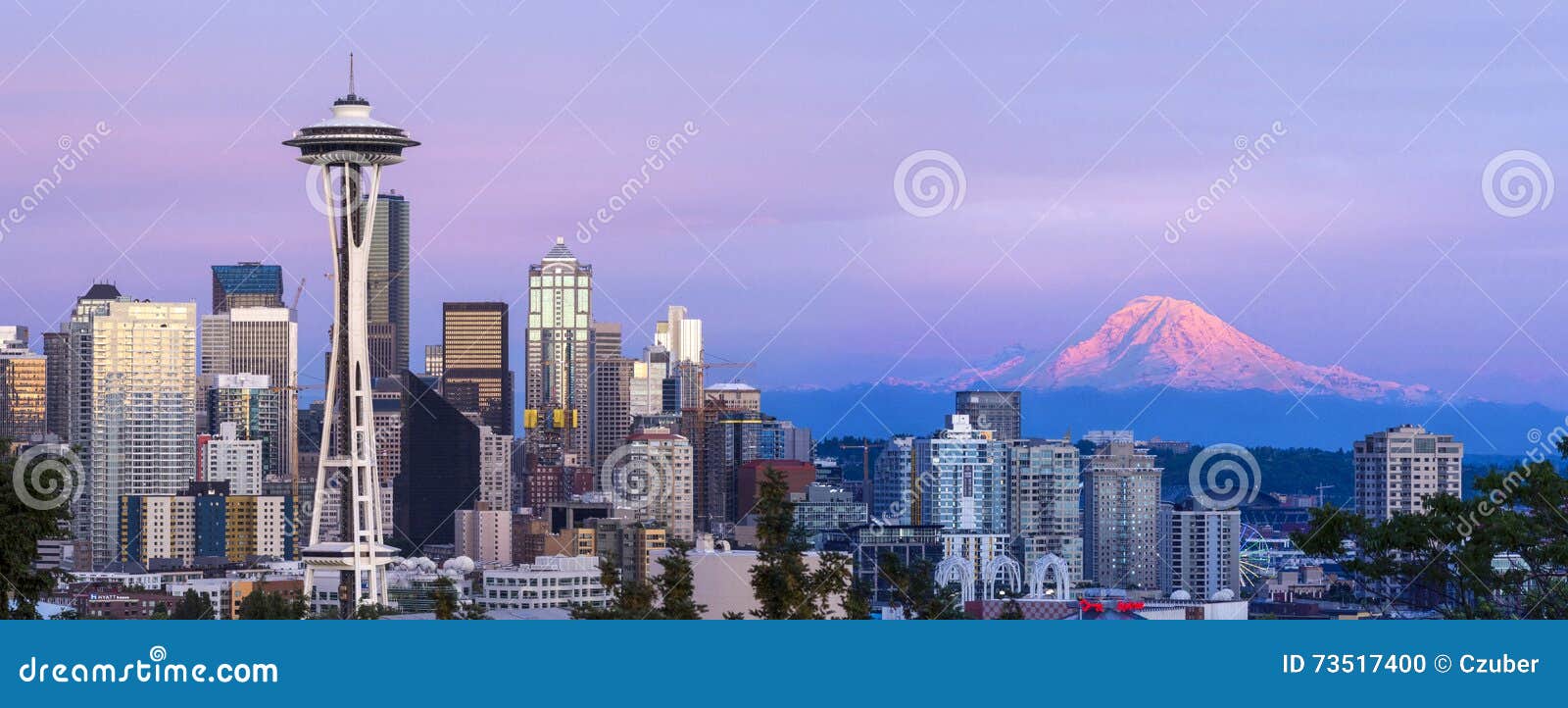 Seattle skyline panoramic editorial image. Image of peak - 73517400