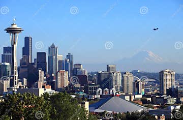 Seattle Skyline & Plane, WA. State. Editorial Photography - Image of ...
