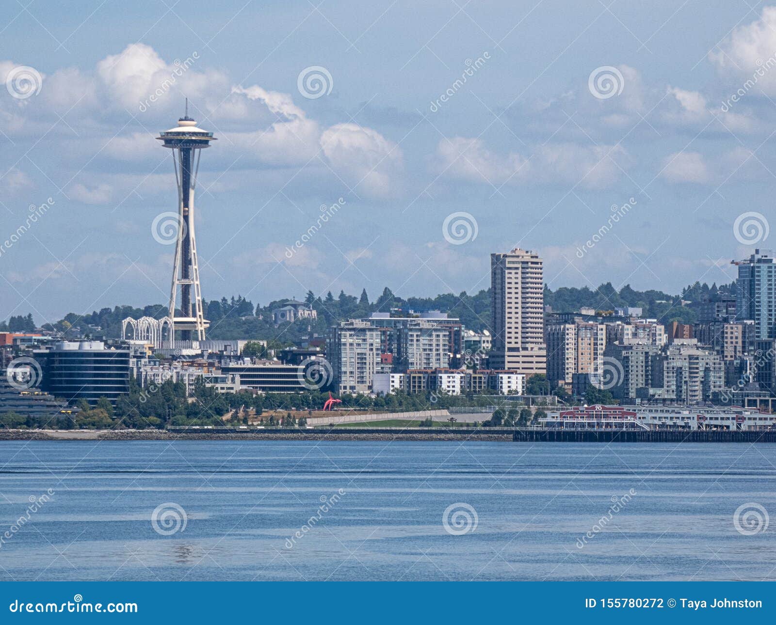 Seattle Skyline in Summer Months with Cloud Cover Editorial Photography ...