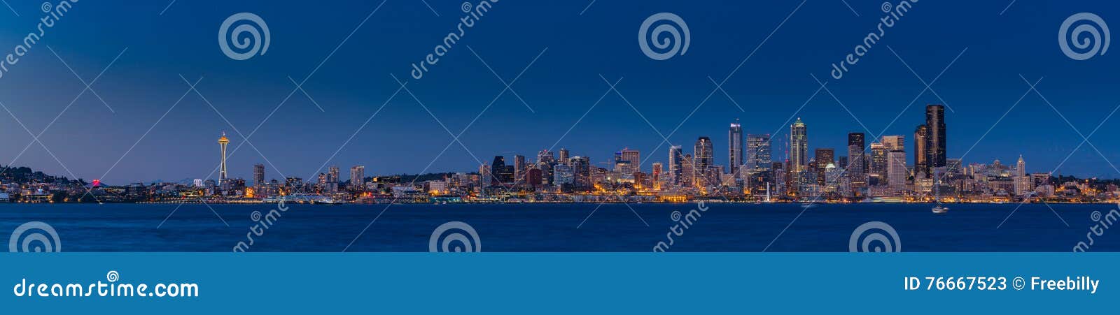 Seattle Skyline in Twilight with Clear Sky Stock Image - Image of clear ...