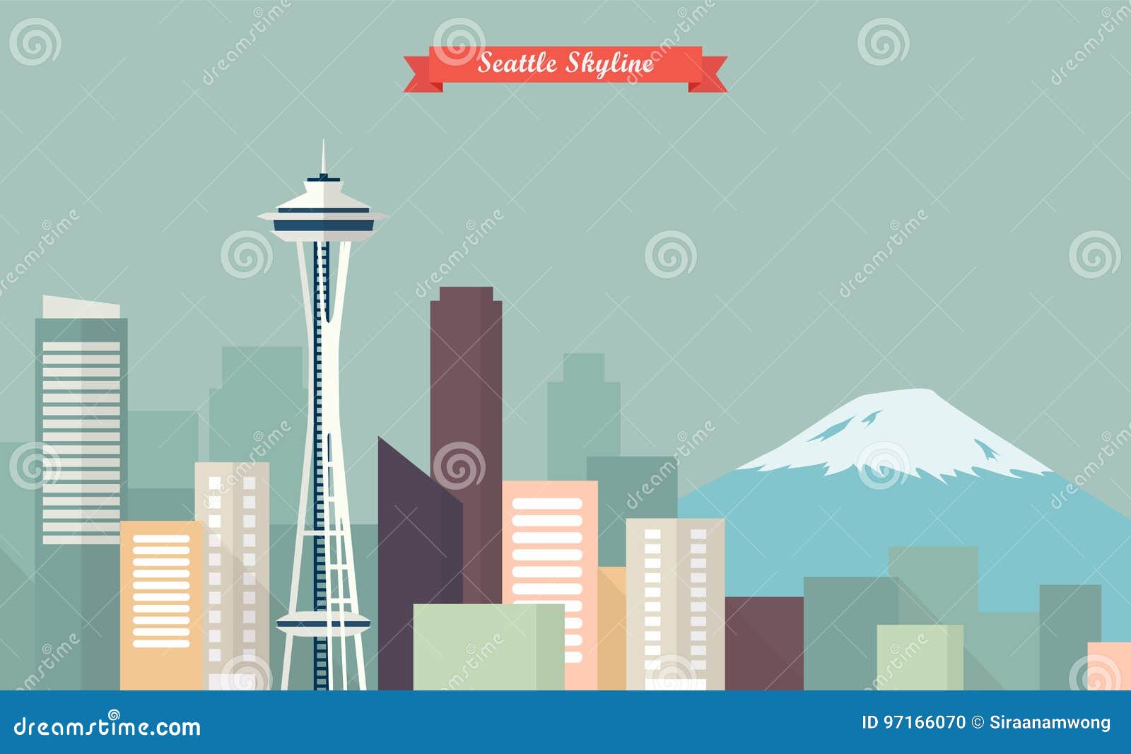 Seattle skyline editorial image. Illustration of destination - 97166070