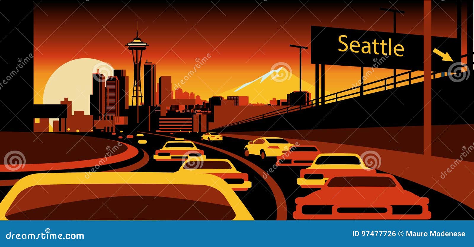 Seattle Skyline stock illustration. Illustration of travel - 97477726