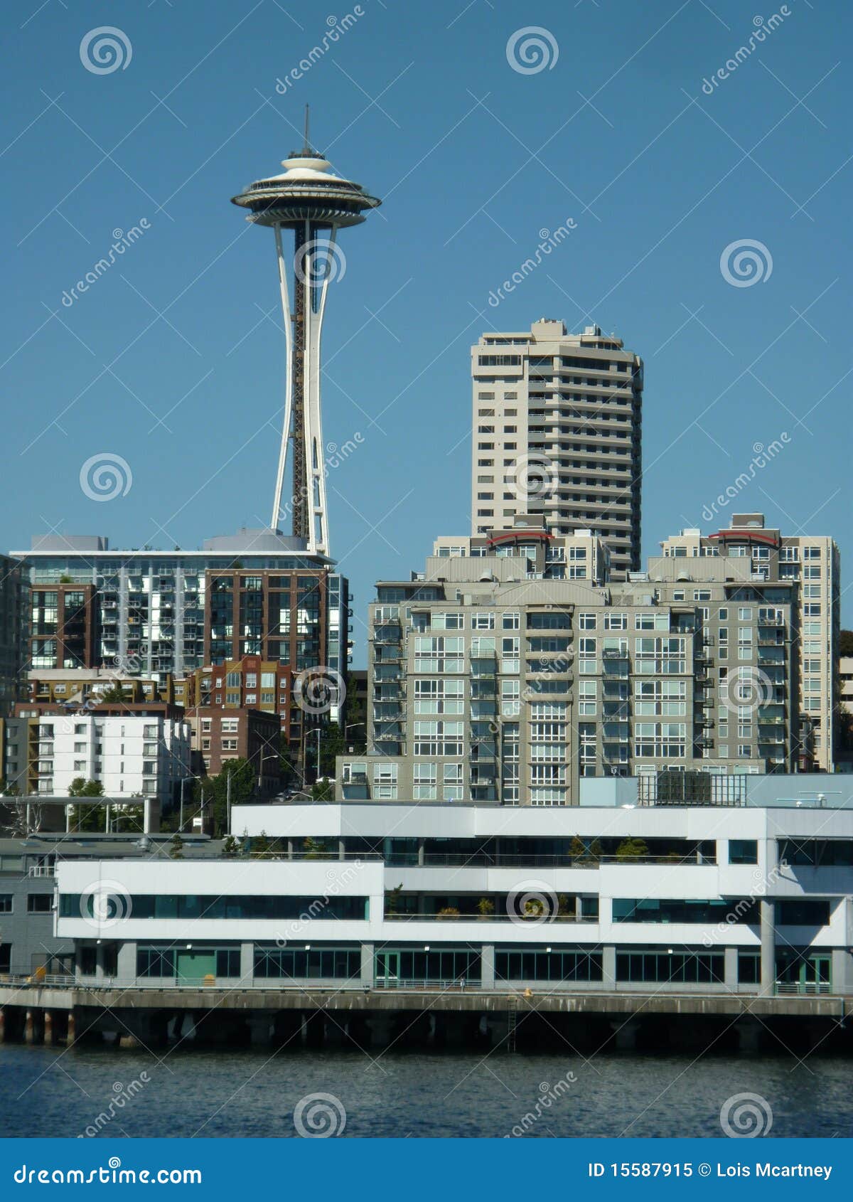 Seattle Skyline from the Water Stock Image - Image of highrise, pier ...