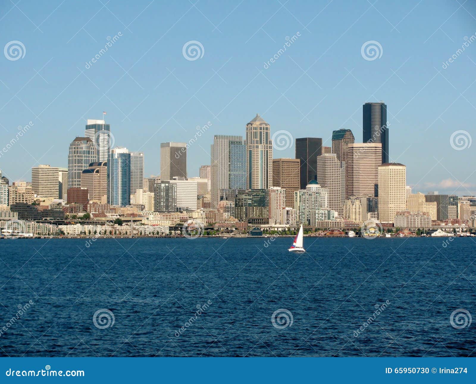 Seattle Skylines And Interstate Freeways Converge With Elliott Bay And ...