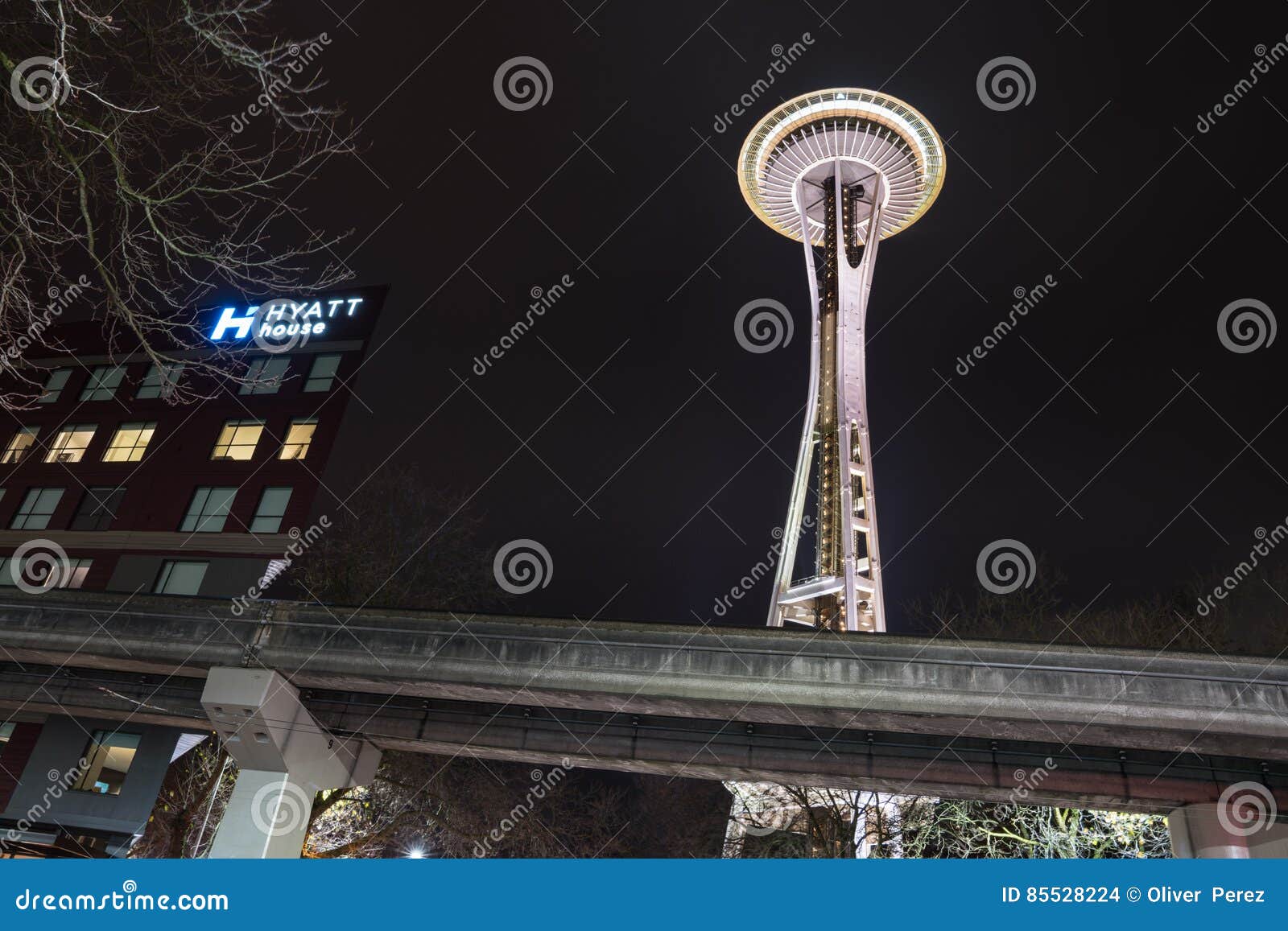 Seattle Space Needle at Night Editorial Stock Image - Image of building ...