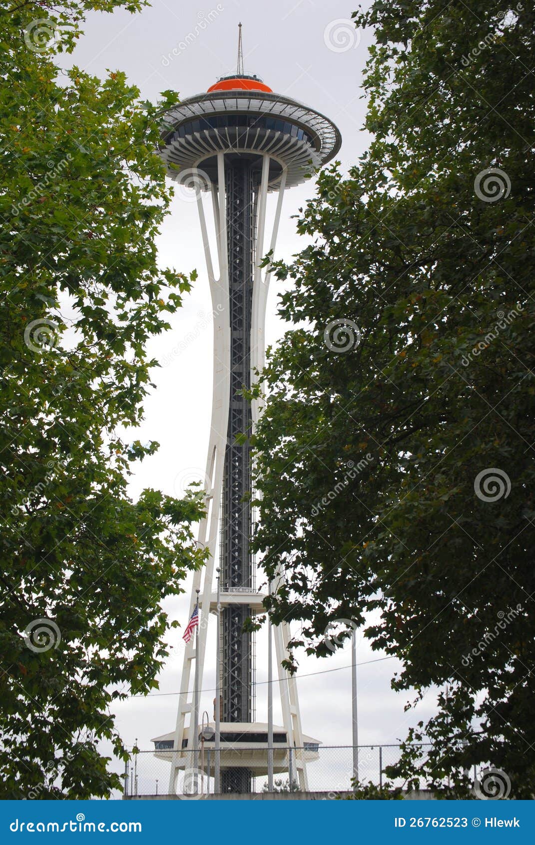 Seattle Space Needle between Trees Editorial Stock Photo - Image of ...