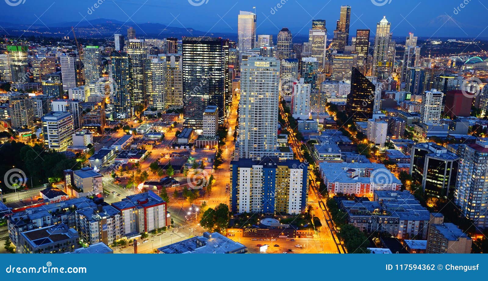 Seattle sun set editorial photography. Image of highrise - 117594362