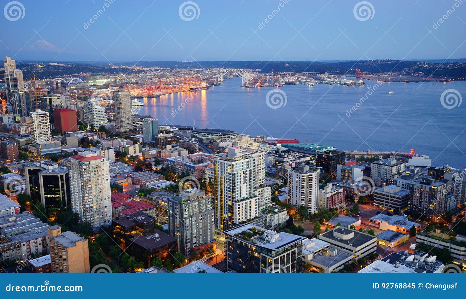 Seattle sun set editorial image. Image of highrise, high - 92768845