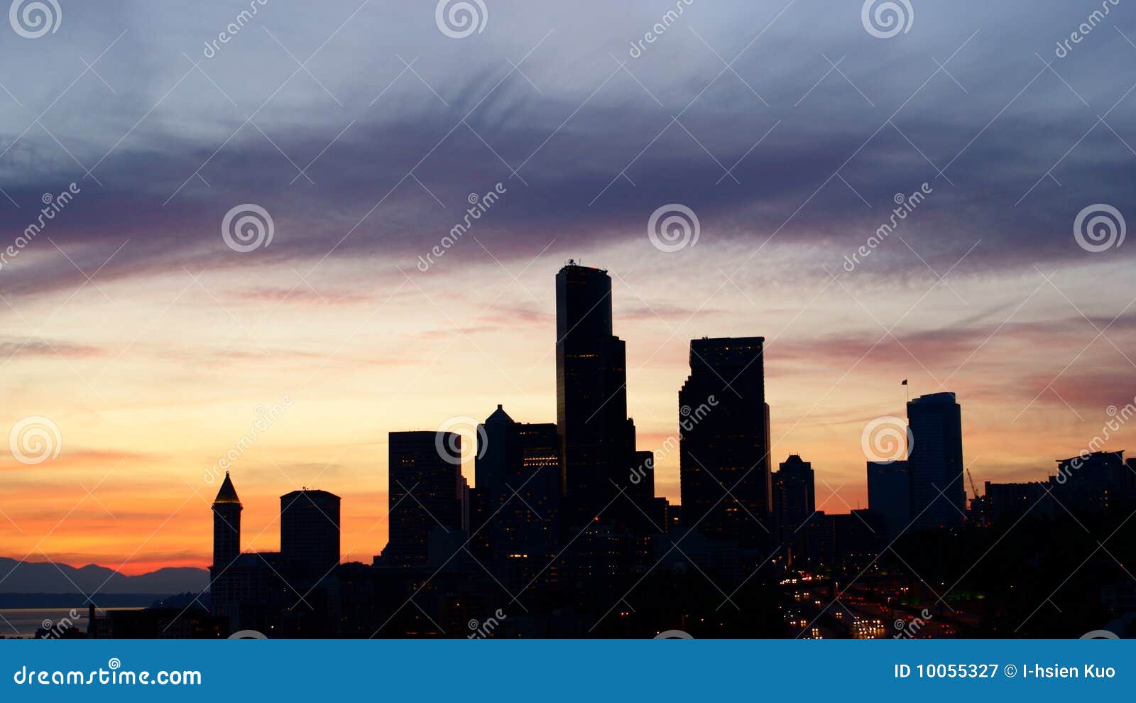 Seattle sunset stock image. Image of urban, evening, northwest - 10055327