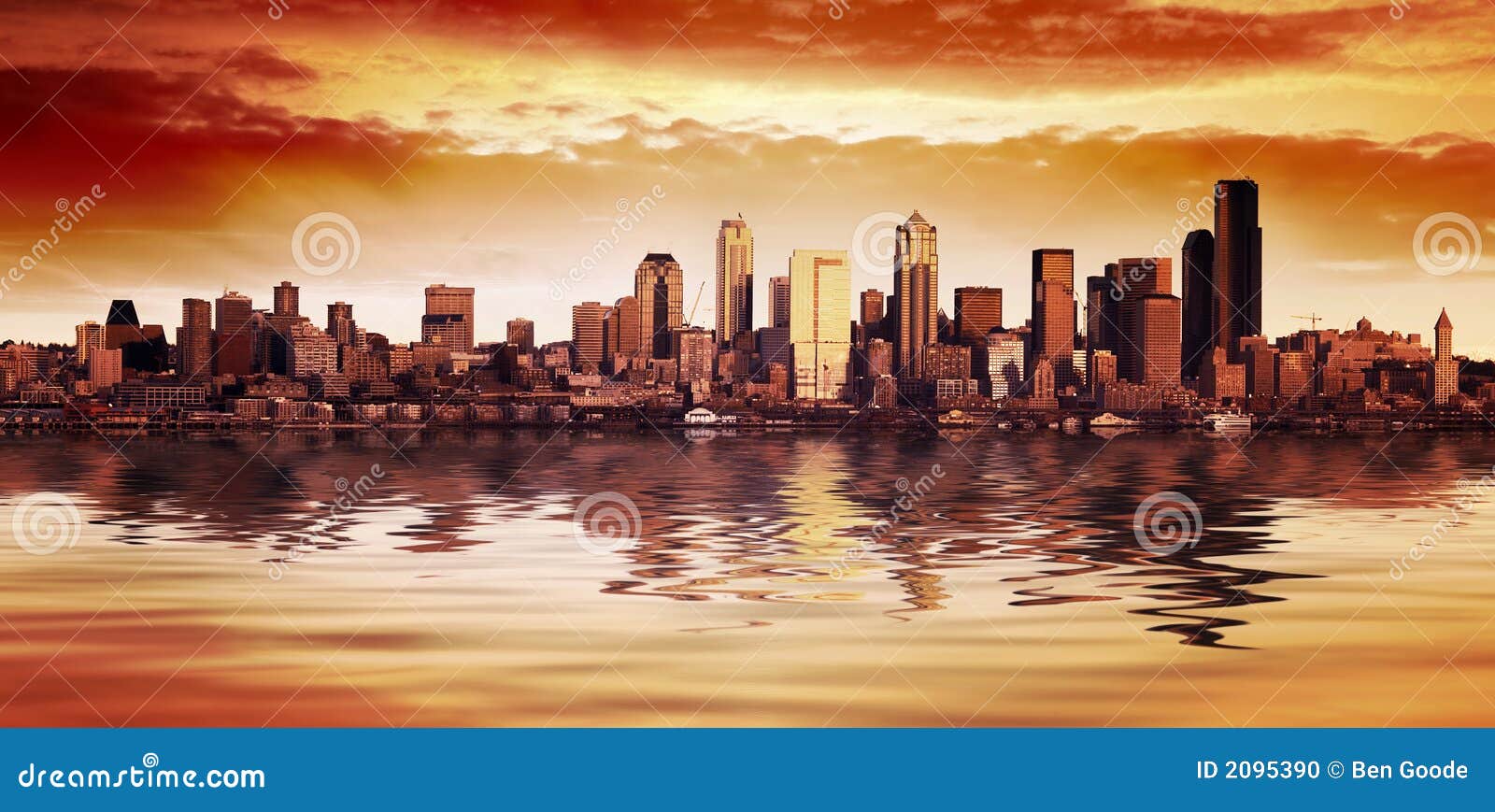 Seattle Sunset View stock photo. Image of clear, reflection - 2095390