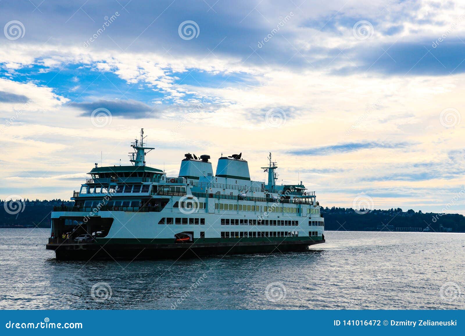 Seattle To Bremerton Ferry with a Beautiful View of the Sky Stock Photo ...
