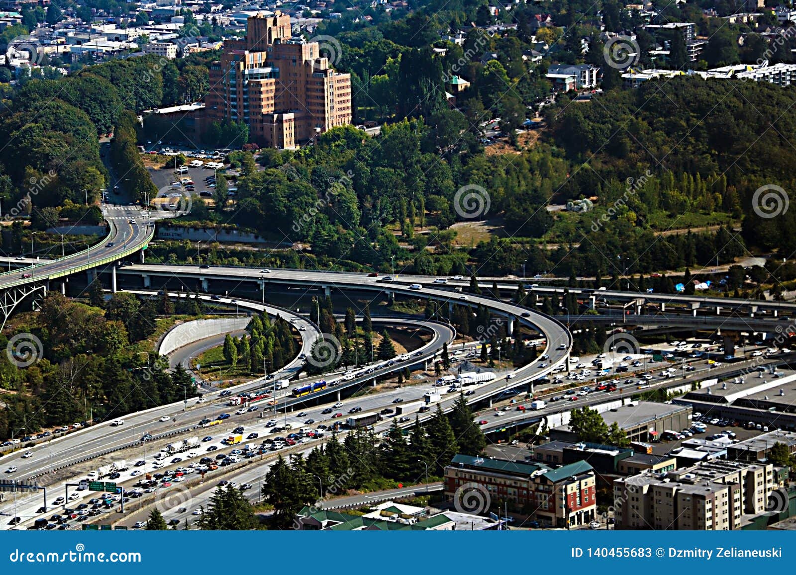Seattle, USA, August 30, 2018: Aerial View of Multi-level Road ...