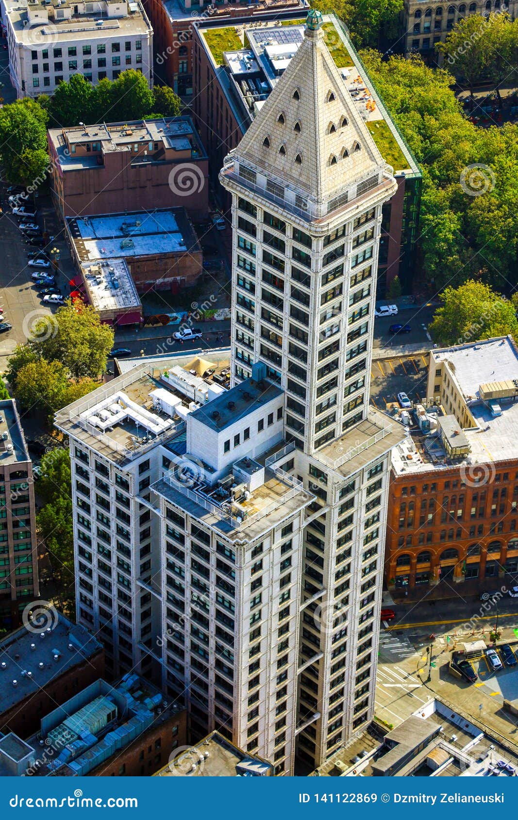 Seattle, USA, August 31, 2018: Big Beautiful View of Smith Tower ...