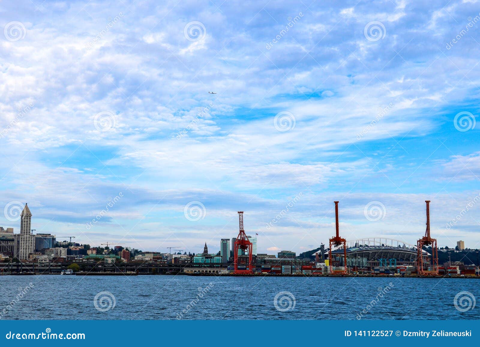 Seattle, USA, August 31, 2018: Distant View of the Port of Seattle ...
