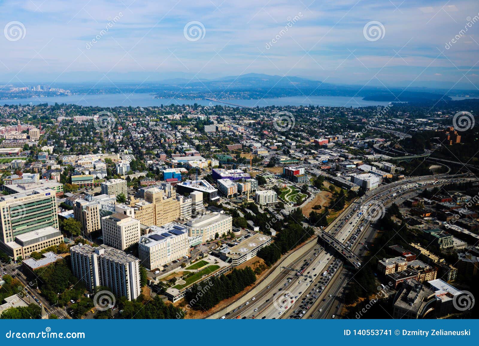 Seattle, USA, August 31, 2018: View of Seattle, Washington from Above ...