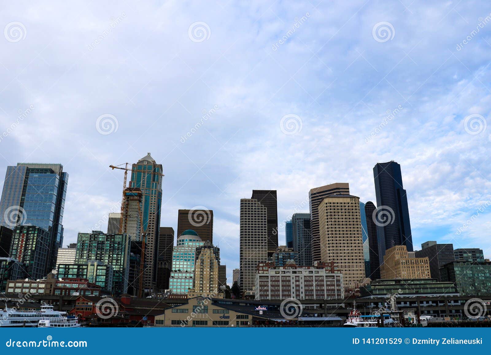 Seattle, USA, August 31, 2018: Seattle Waterfront Pier 55 and 54 ...