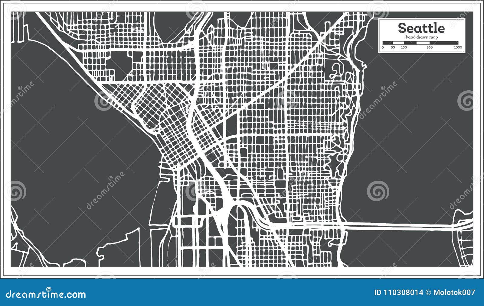 Seattle USA City Map in Retro Style. Outline Map Stock Vector ...