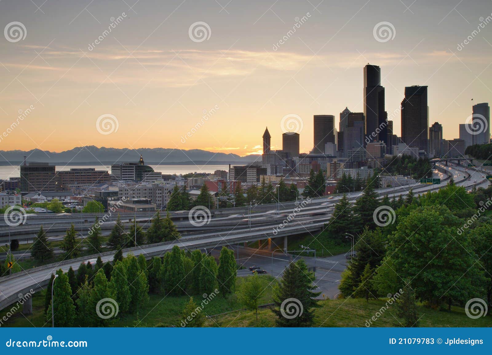 Seattle Washington Downtown City Sunset Stock Image - Image of view ...