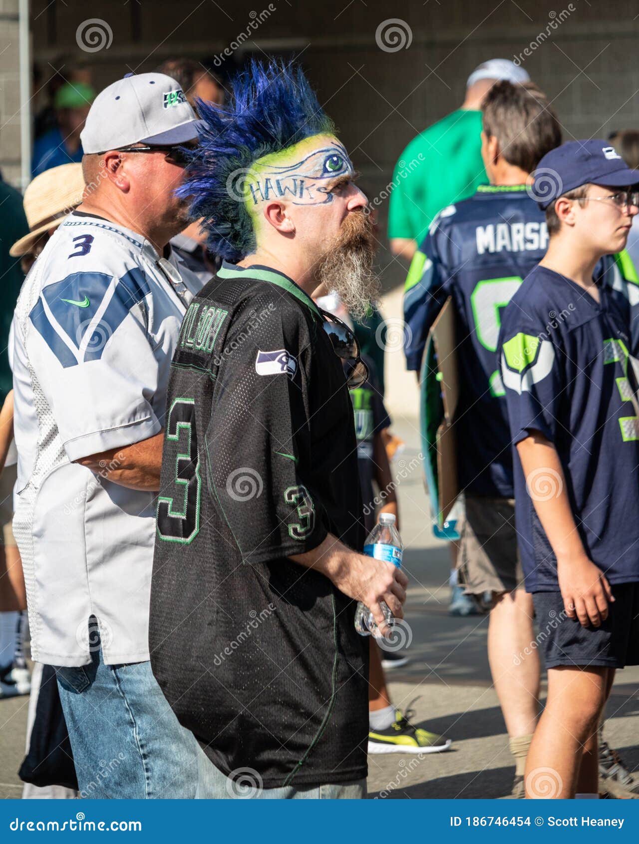 Seattle, Washington - 8/9/2018 : a Fan with Face Paint and a Mohawk ...