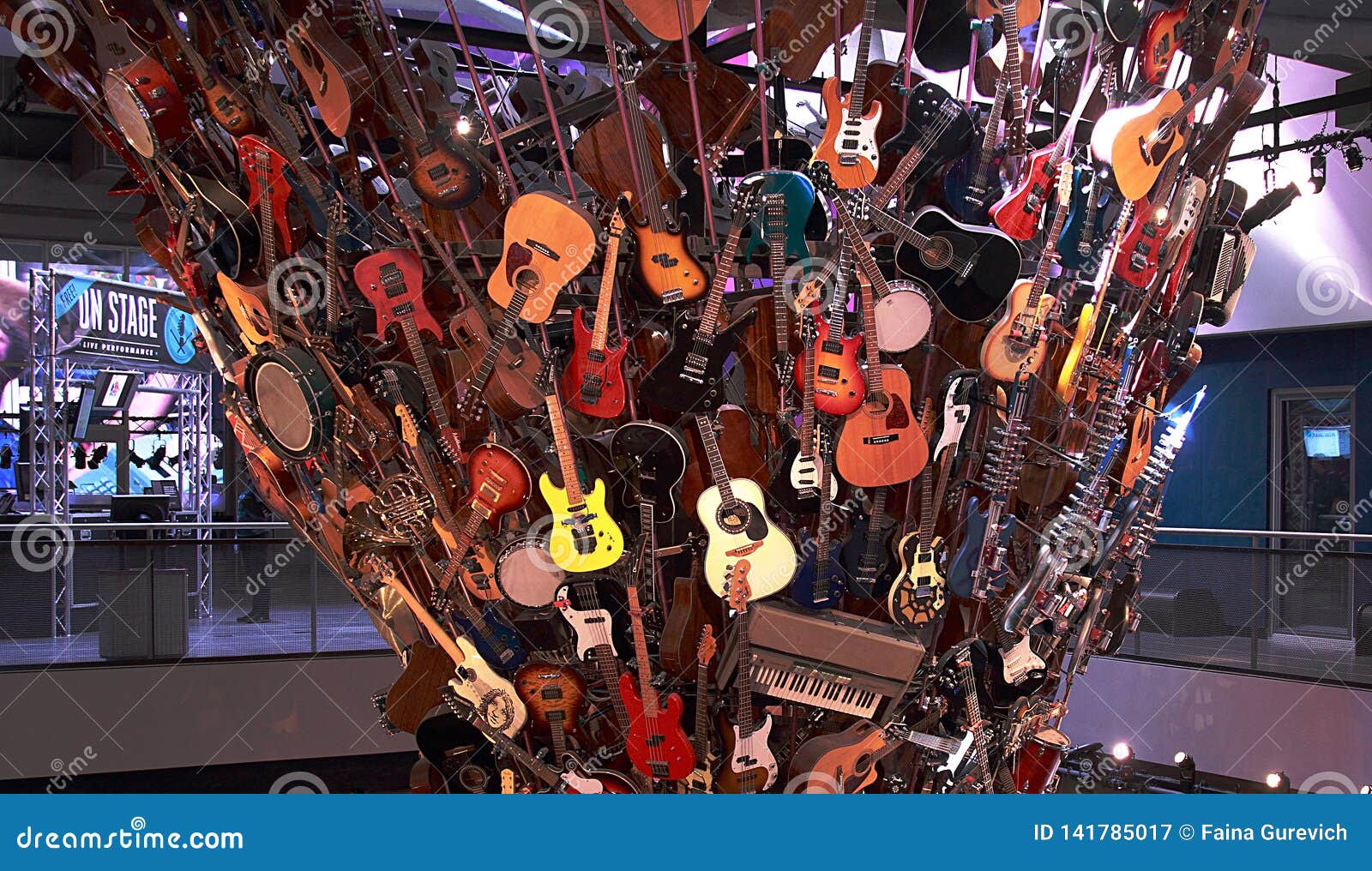 A Bunch of Instruments Especially Guitars at the Experience Music ...