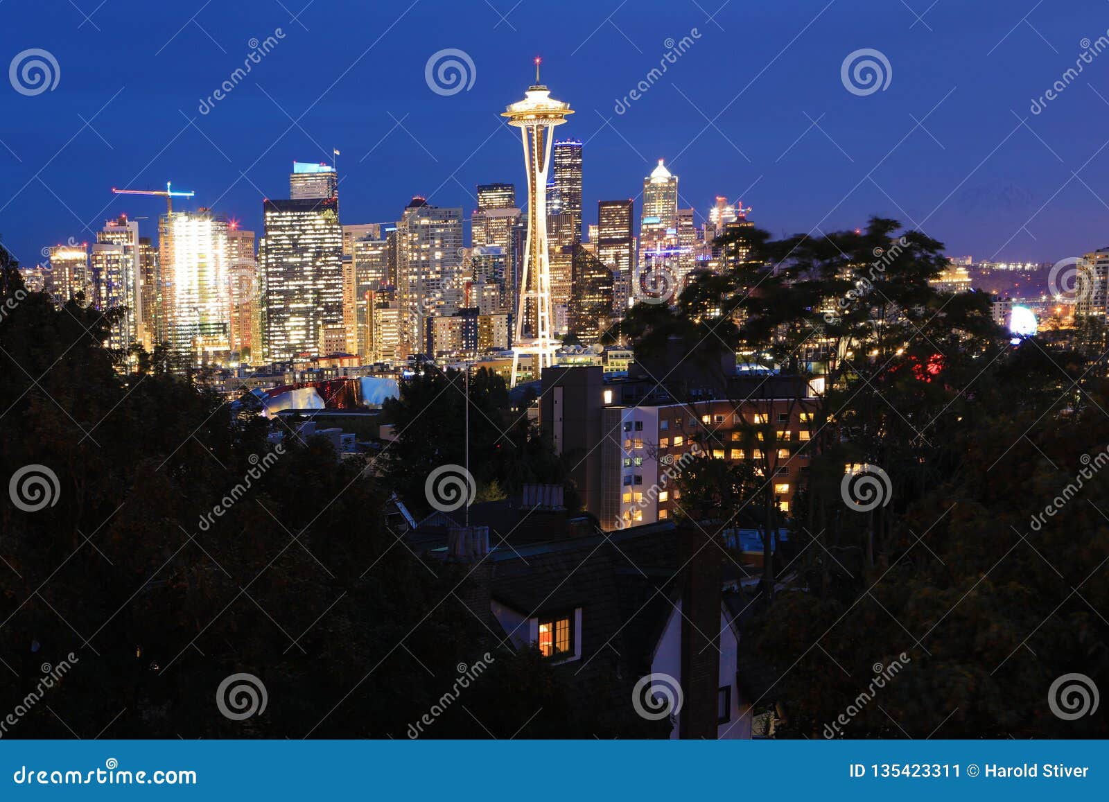 Seattle, Washington Skyline after Dark Editorial Photo - Image of view ...