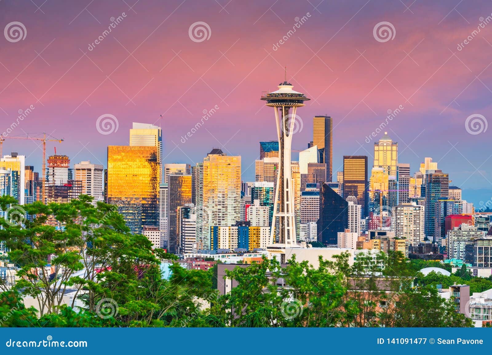 Seattle, Washington, USA Downtown Skyline at Night Editorial ...