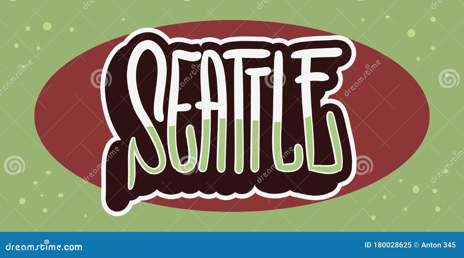 Seattle Washington Usa Hand Drawn Lettering Vector Design. Stock Vector ...