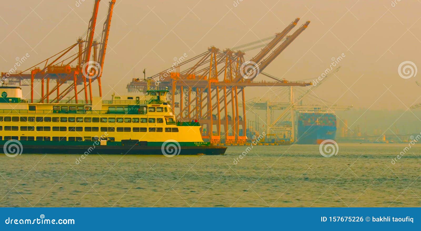 Seattle Container Terminal With Mount Rainier In The Background Royalty ...