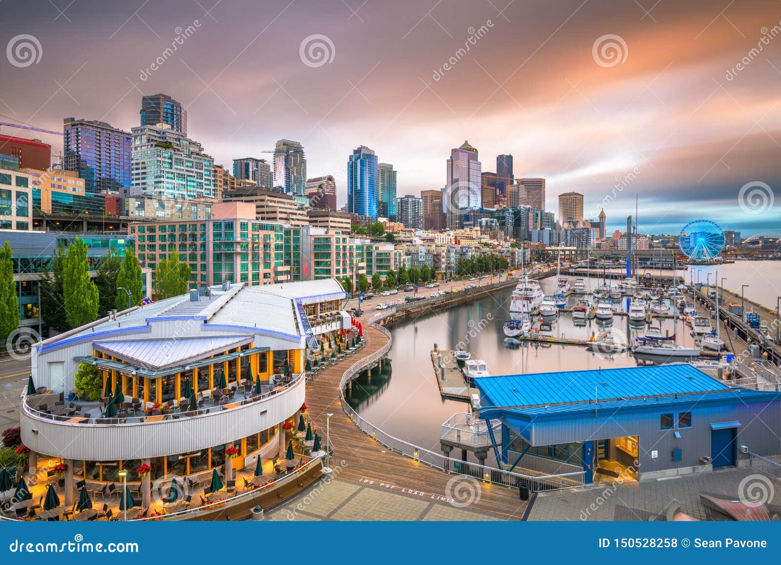 Seattle, Washington, USA Pier and Skyline Stock Photo - Image of ...