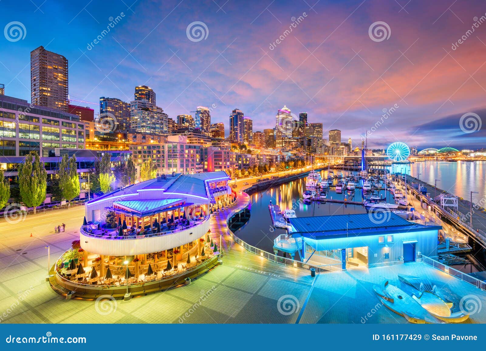 Seattle, Washington, USA Pier and Skyline Editorial Stock Image - Image ...