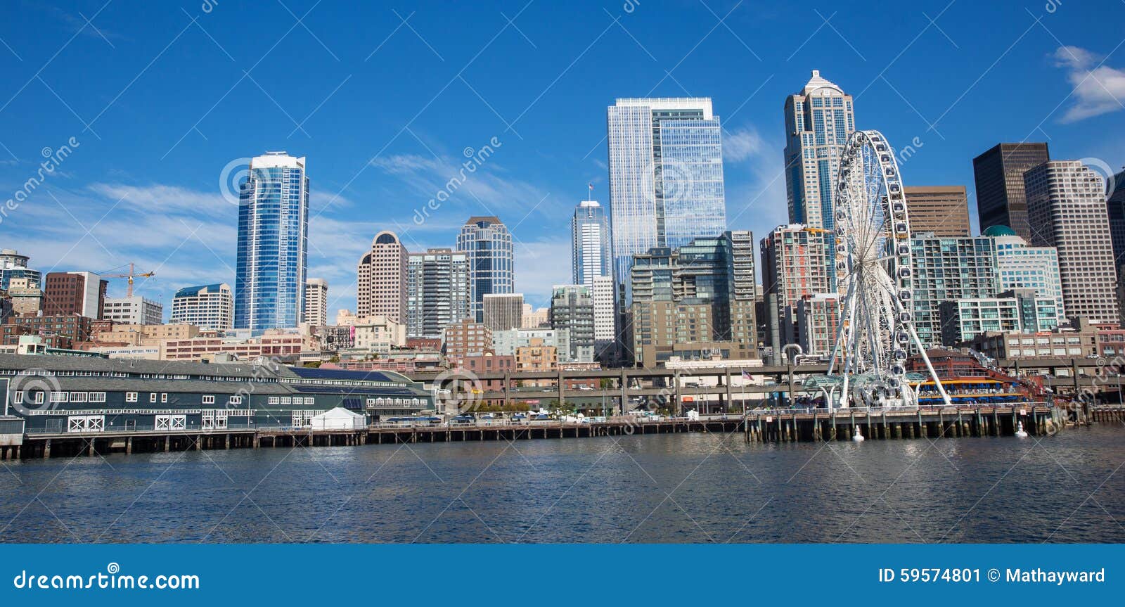 Seattle Waterfront editorial photo. Image of water, cityscape - 59574801