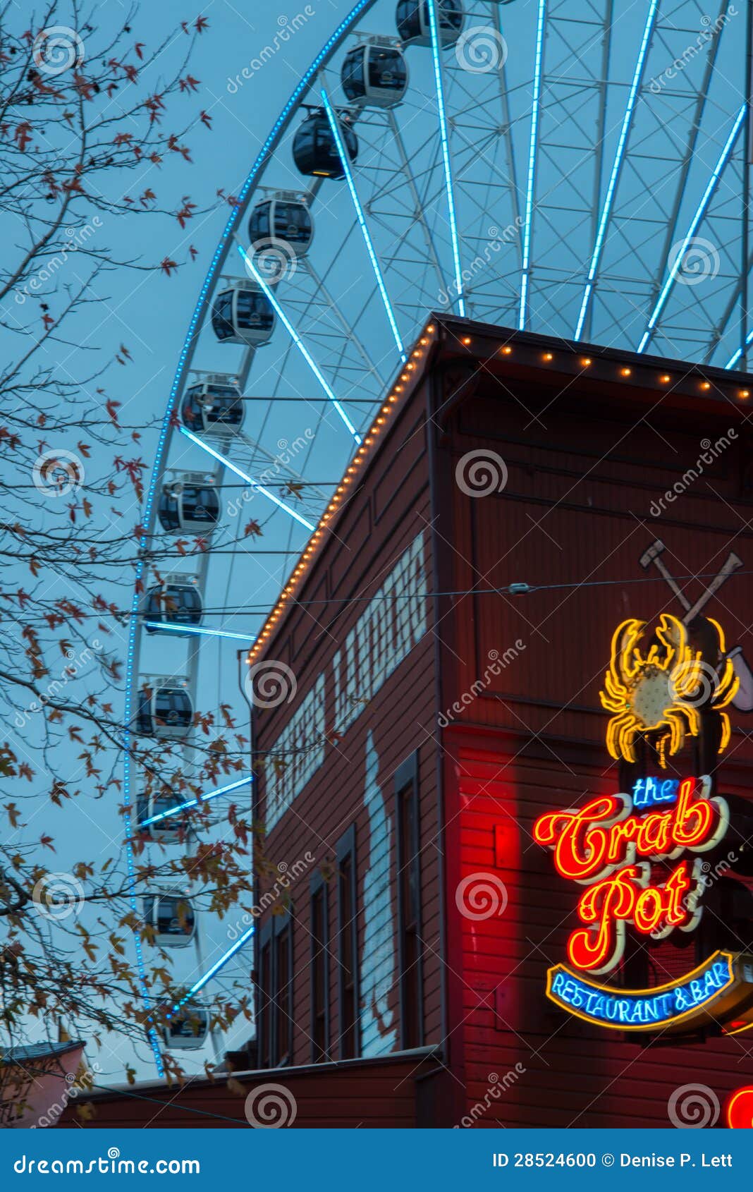 Seattle Waterfront Restaurant and Ferris Wheel Editorial Image - Image ...