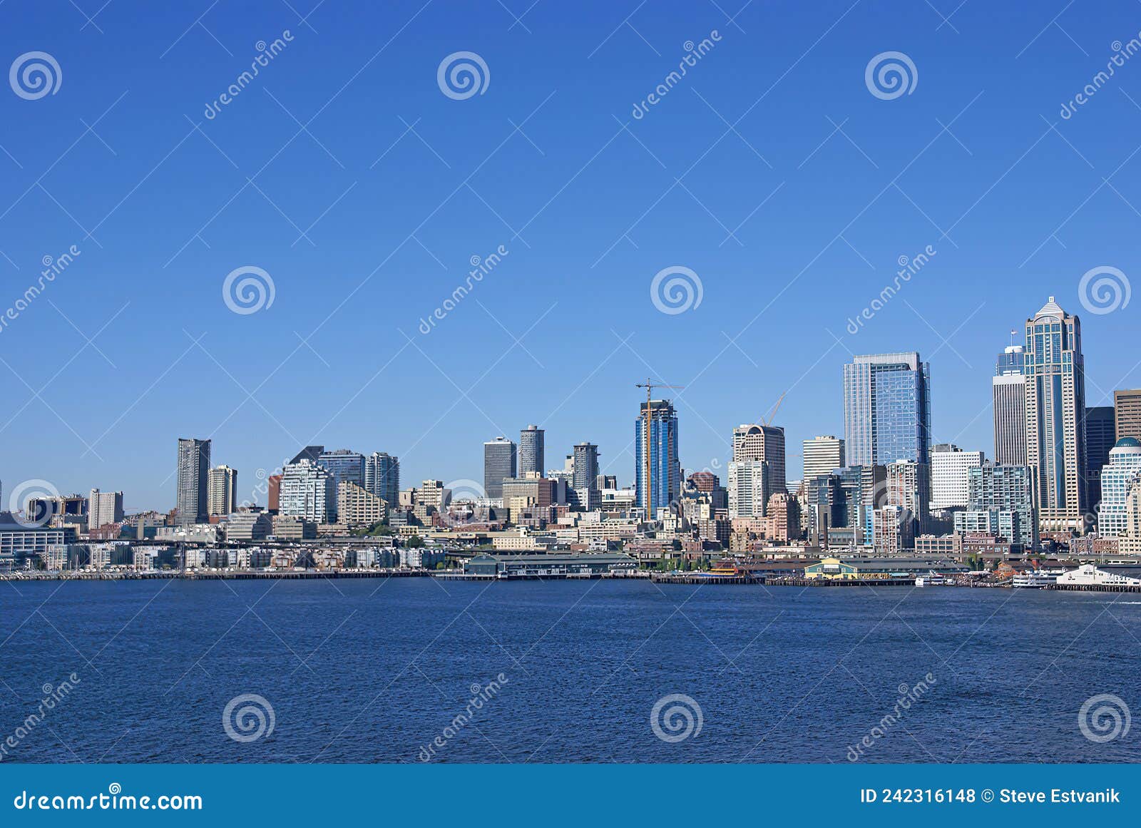 Seattle waterfront skyline stock photo. Image of historic - 242316148