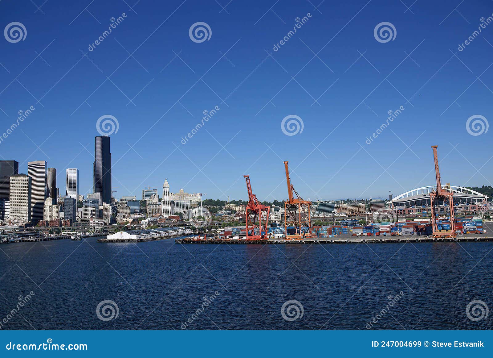 Seattle waterfront skyline stock image. Image of northwest - 247004699