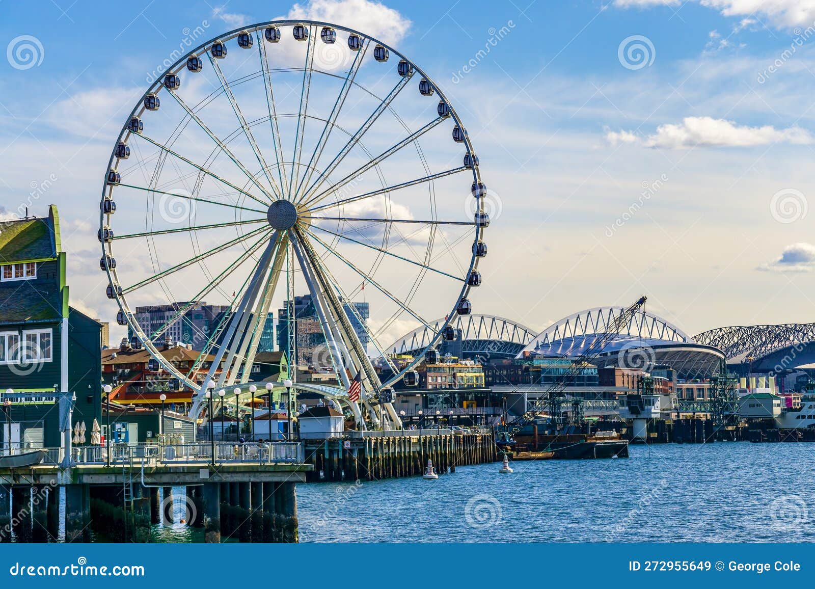 Seattle Waterfront Wheel 4 stock image. Image of pier - 272955649