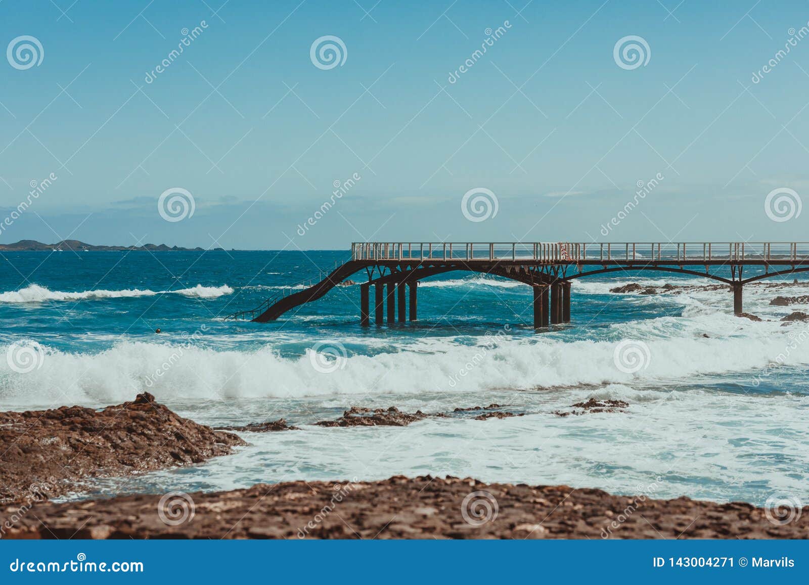 Seaview. Bridge in the Ocean Stock Image - Image of rest, island: 143004271