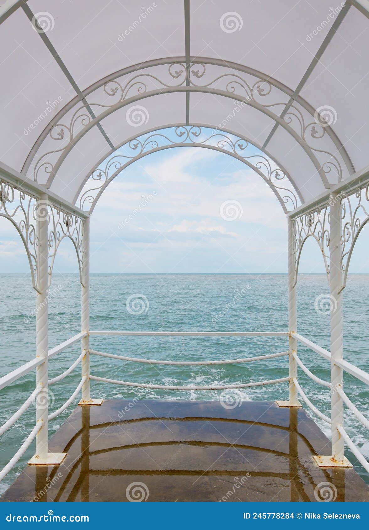Seaview from a Pier. Look through through White Arch. Romantic Spot ...