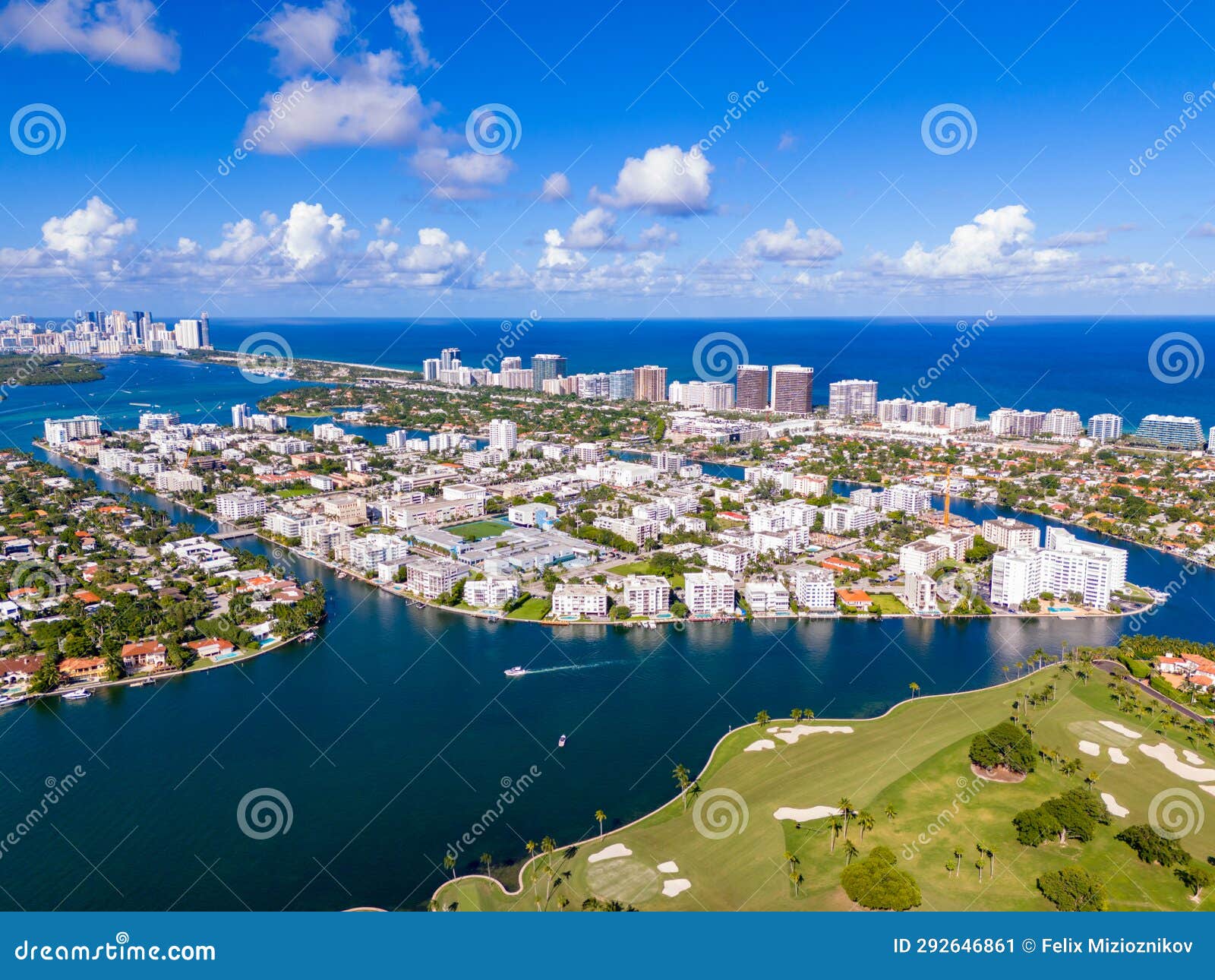 Seawall on Bay Harbor Islands Miami Beach Stock Image - Image of aerial ...