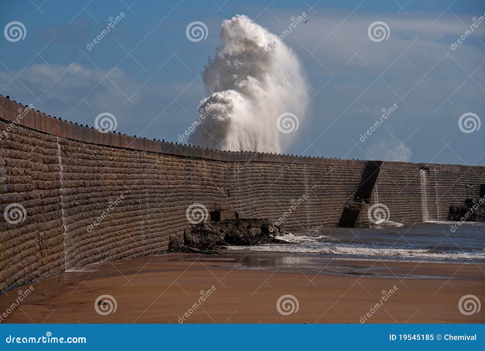 Seawall Splash stock image. Image of wall, force, pier - 19545185