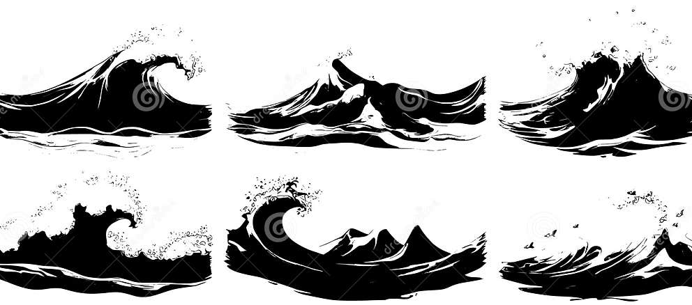 Seawave Pattern Background. Modern Ocean Wave Shape Pattern. Seamless ...