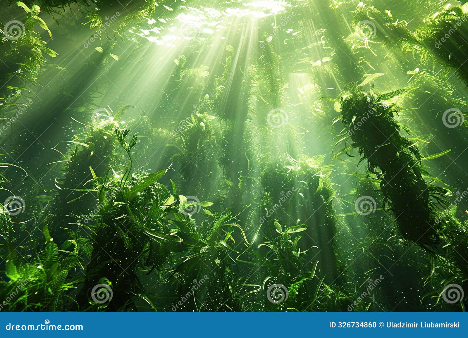Seaweed Forest in the Sun, Underwater View. Generated by Artificial ...