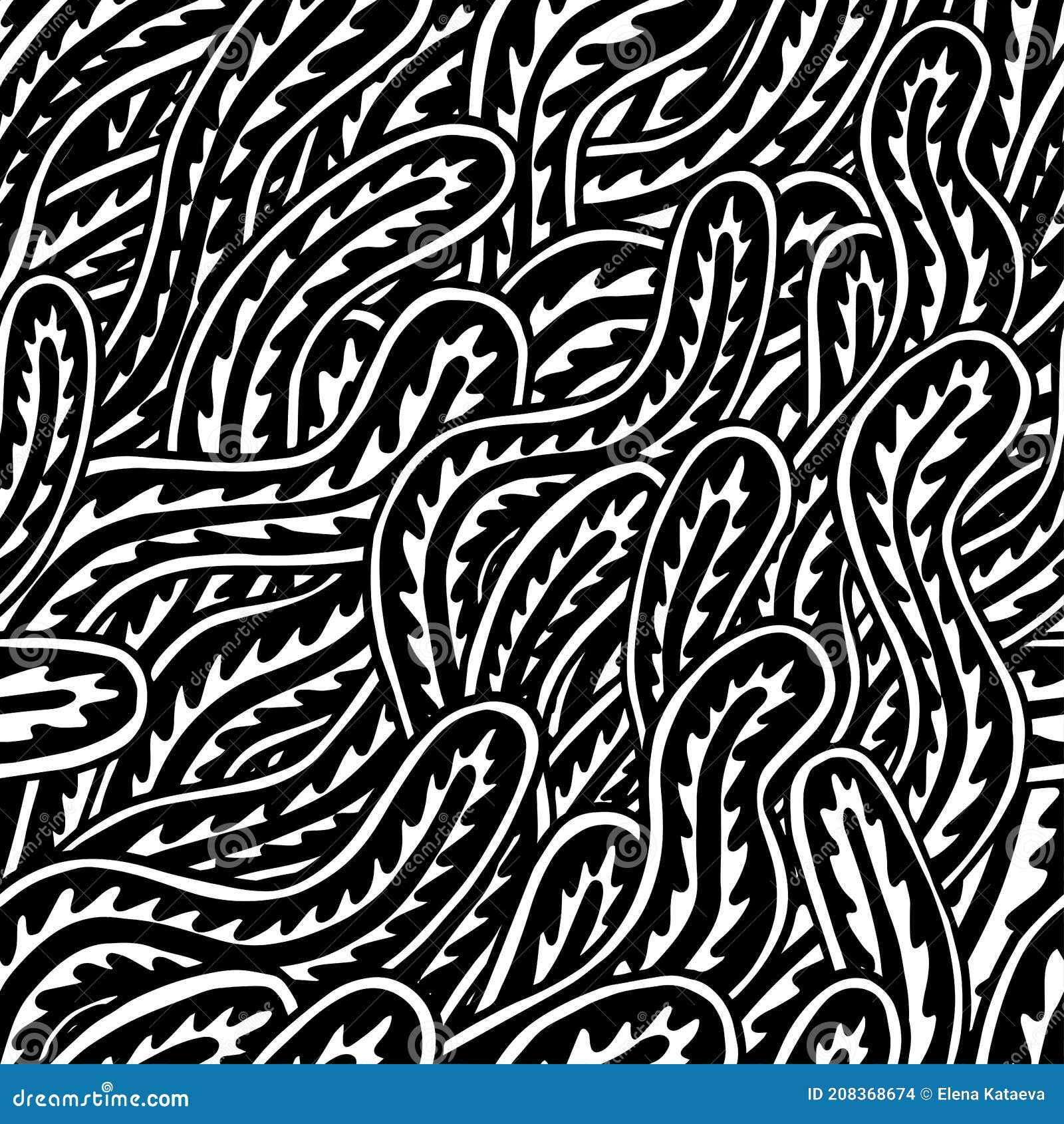 Seaweed Seamless Abstract Vector Pattern. Ethnic Style Textile ...