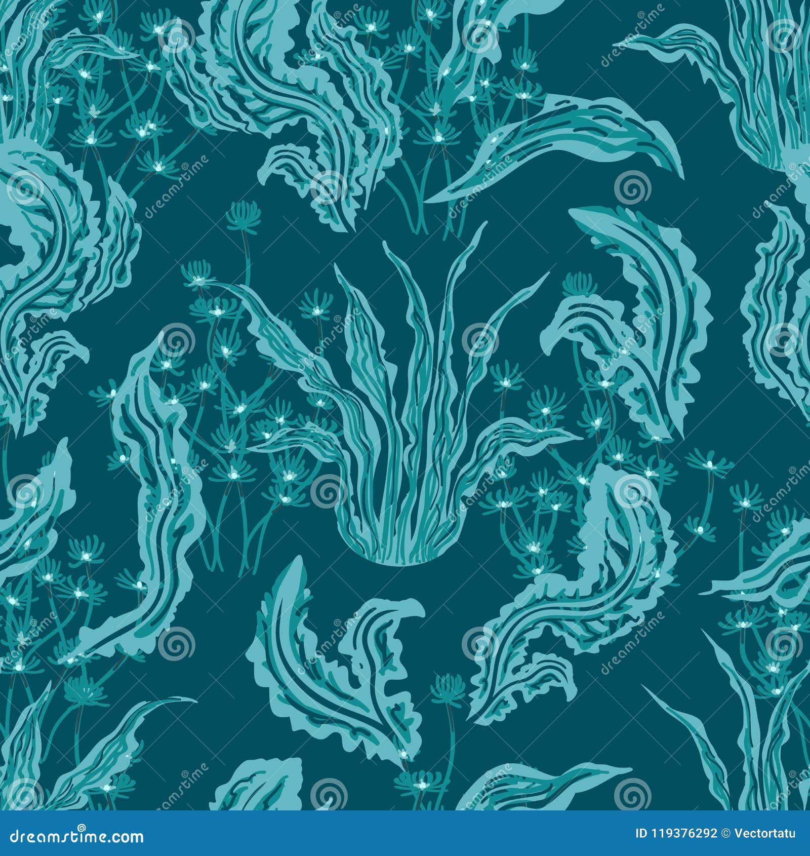 Seaweed seamless pattern stock vector. Illustration of leaf - 119376292