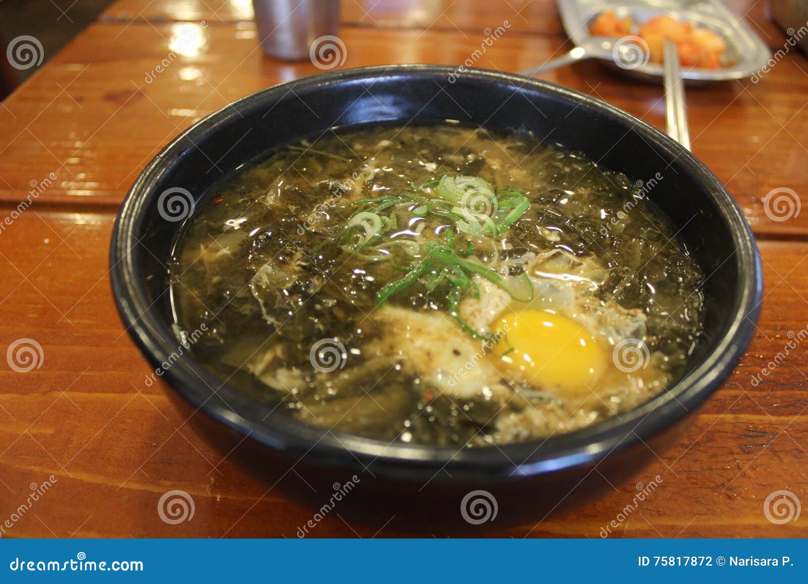 Seaweed soup with egg stock photo. Image of asia, seaweed - 75817872